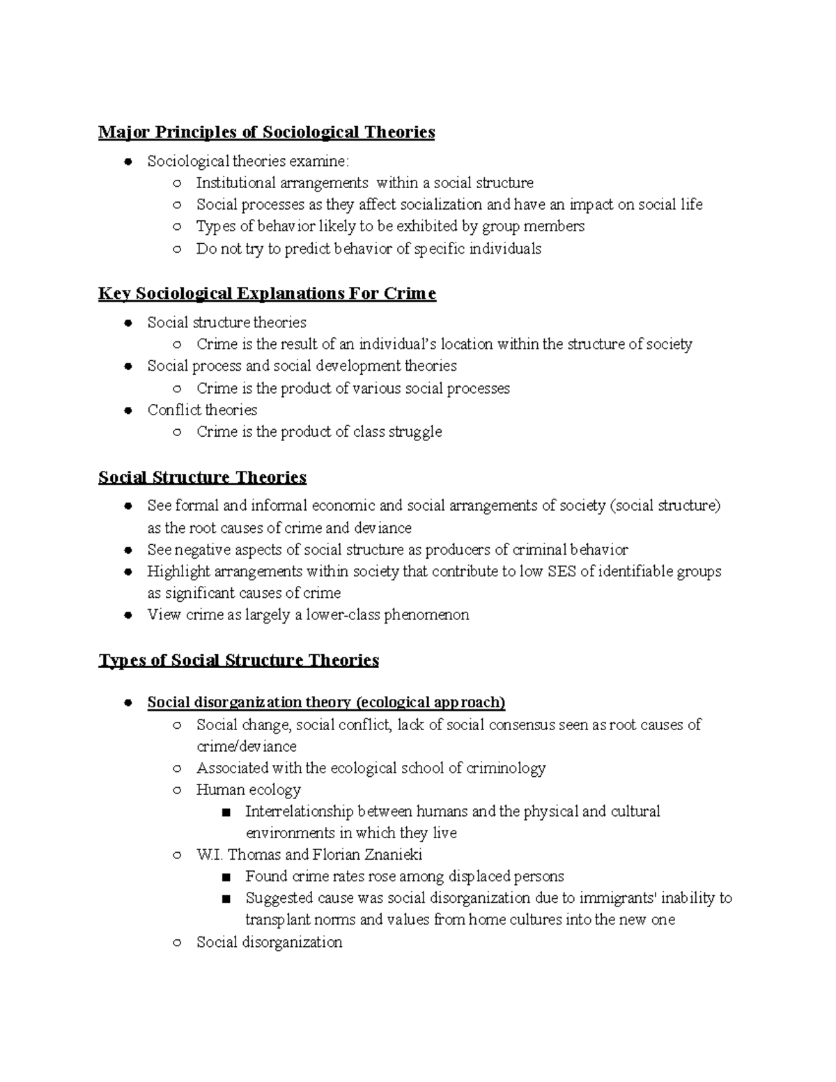 Chapter 7 - Social Structure Theories - Major Principles of ...