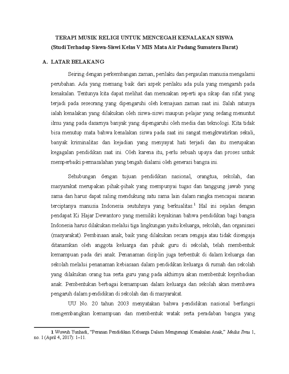 Terapi Musik Religi Untuk Mencegah Kenalakan Siswa - TERAPI MUSIK ...