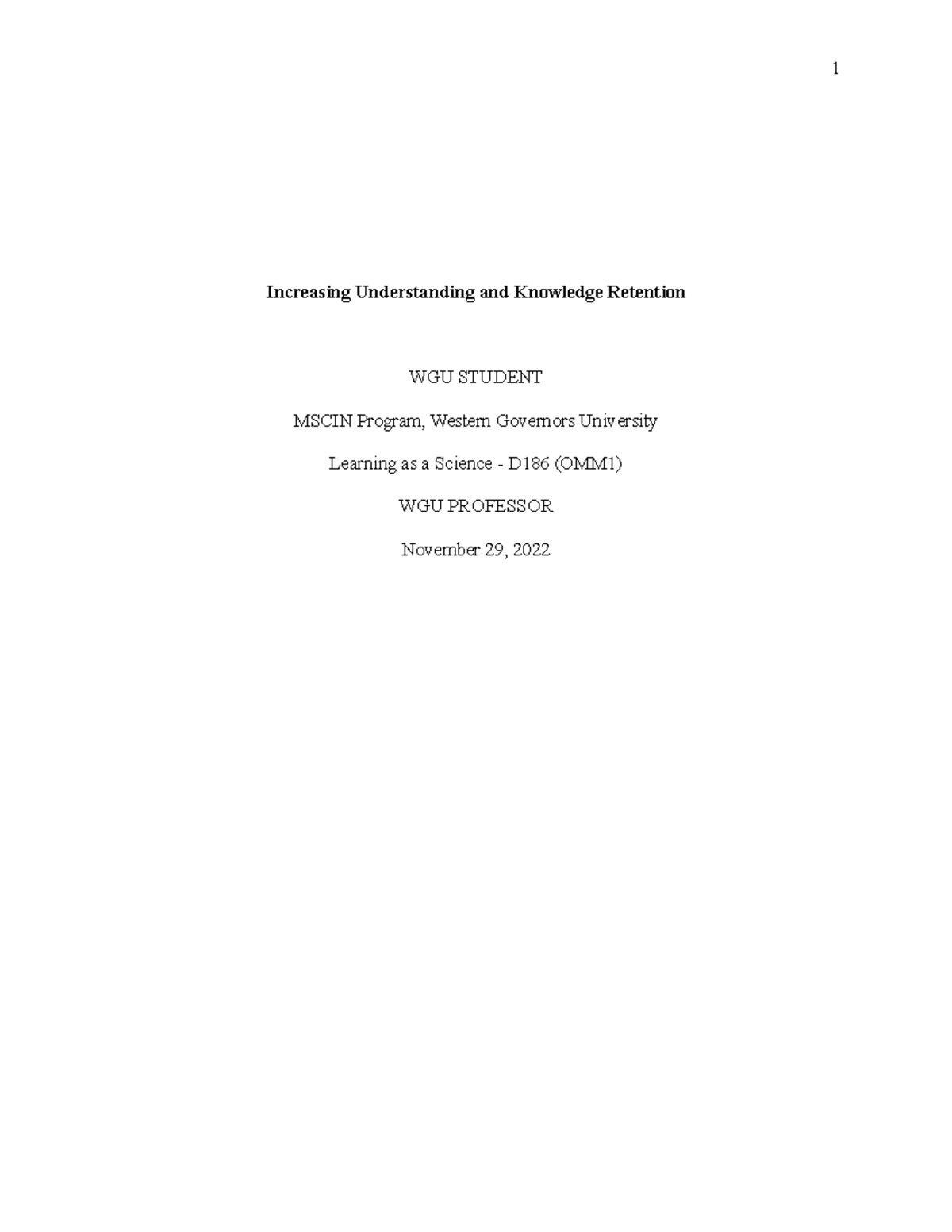D186 - Task 3 PASSED - Increasing Understanding and Knowledge Retention ...