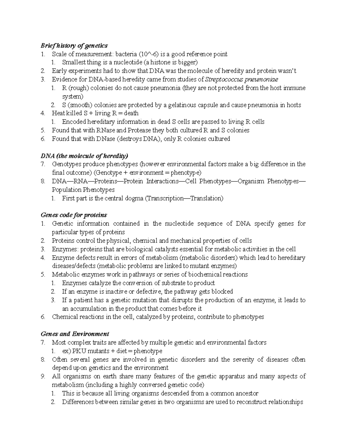 Genetics - All notes from all lectures chapters 1-10 with Professor ...