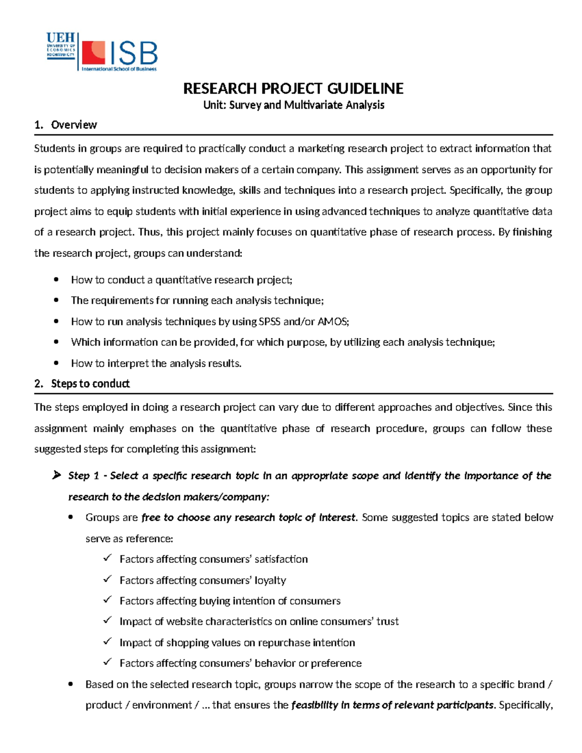 Research project guideline - SMA-T22324 PWB-1 - RESEARCH PROJECT GUIDELINE Unit: Survey and ...