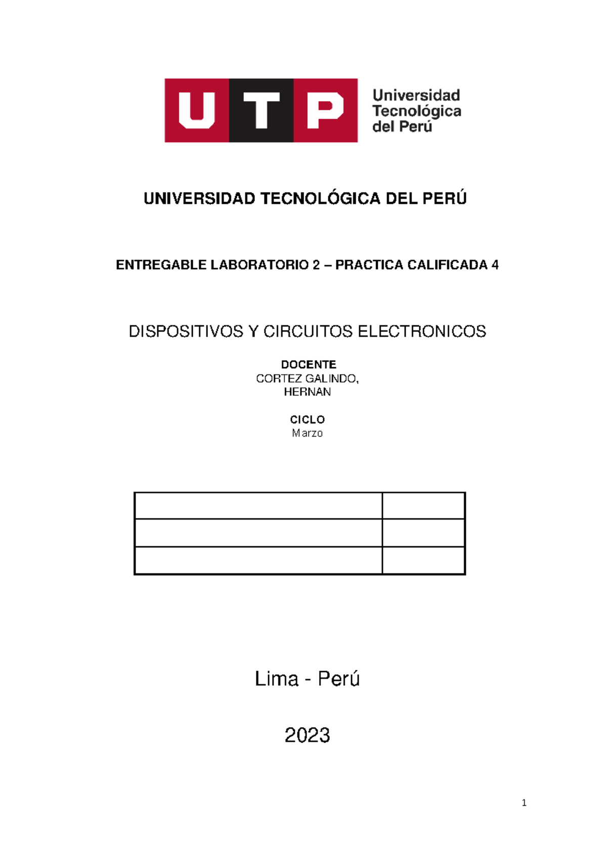 Laboratorio 2 - Dispositivos y Circuitos Electronicos - UNIVERSIDAD TECNOLÓGICA DEL PERÚ ...