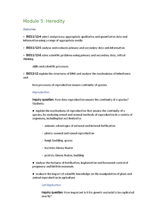 Biology module 5 reproduction cell replication mitosis meiosis dna ...