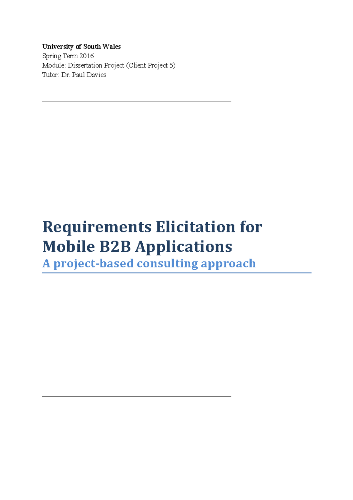 BS4D03 - Distinction example - University of South Wales Spring Term ...