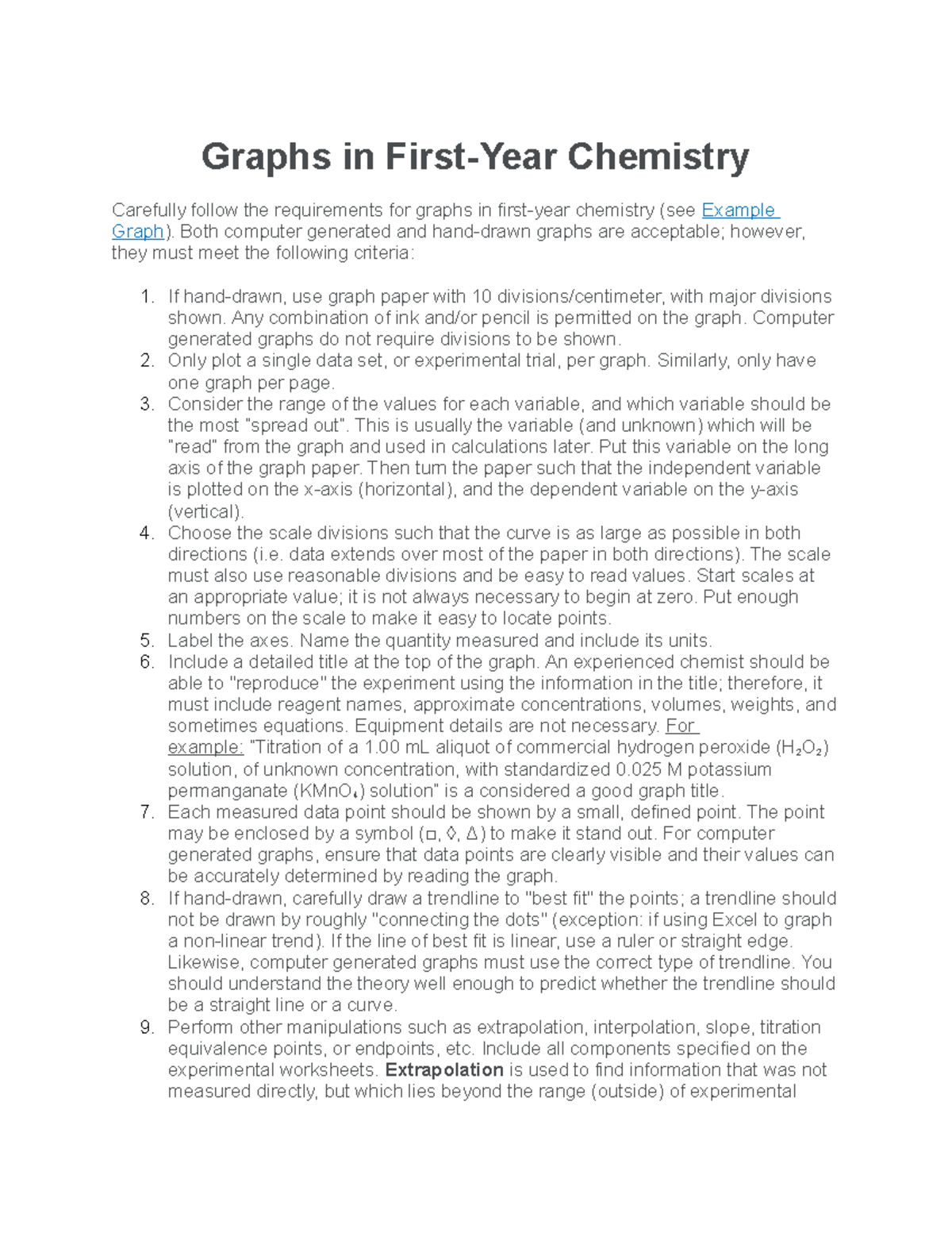 An explanation on how to make graphs for first year labs - Graphs in ...