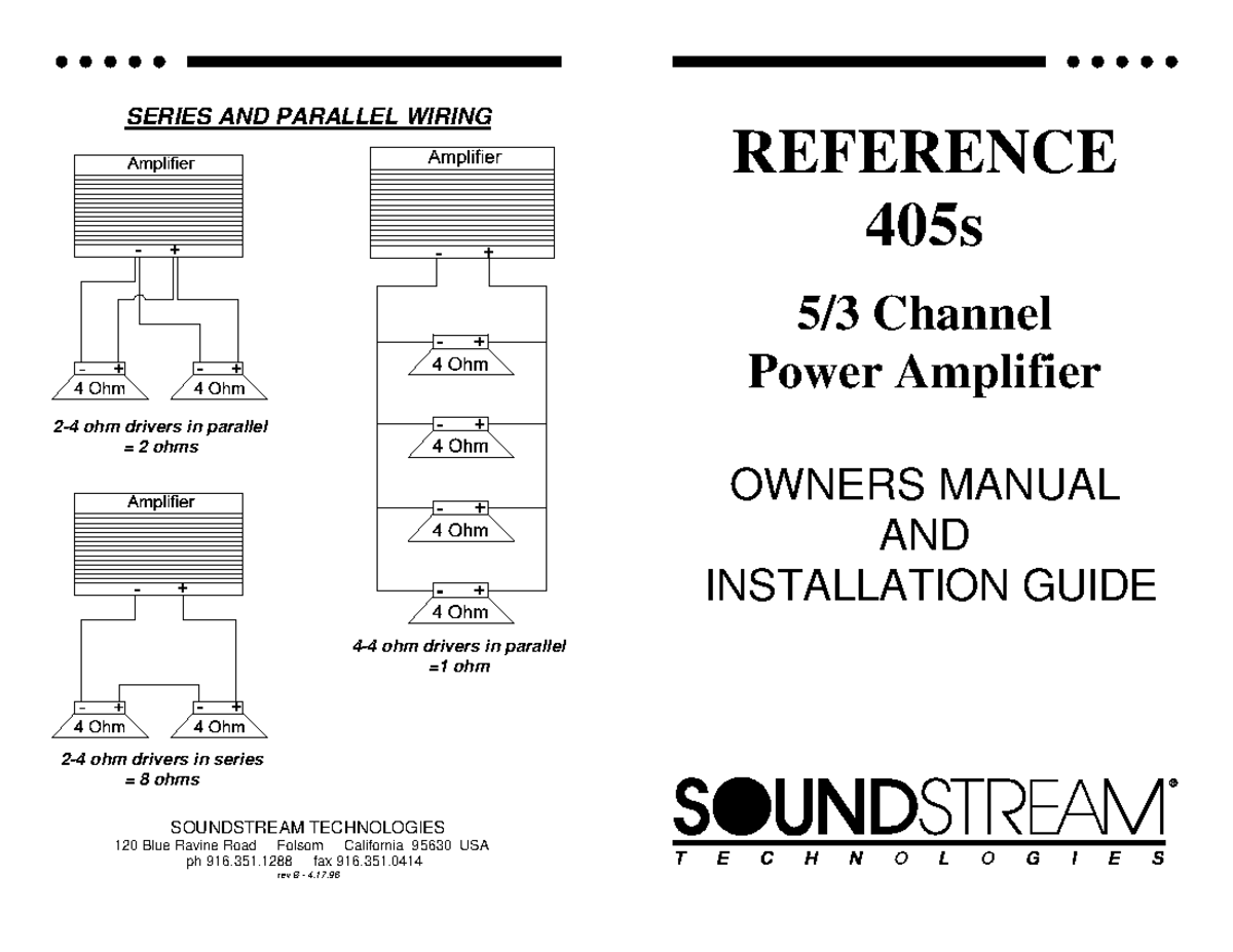 R405s - MANUAL AMPLIFICADOR - SOUNDSTREAM TECHNOLOGIES 120 Blue Ravine ...