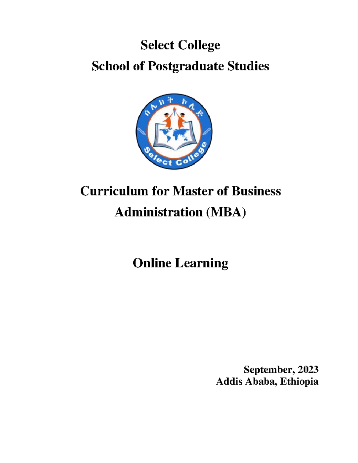 MBA online curriculum - Select College School of Postgraduate Studies Curriculum for Master of ...