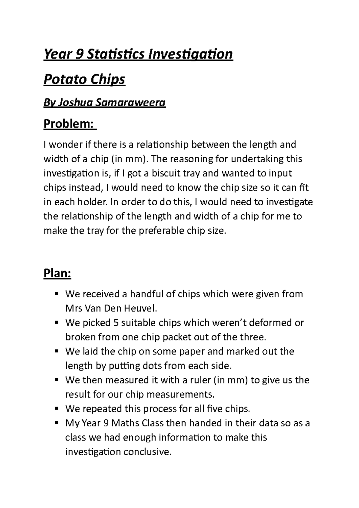 Year 9 Statistics Investigation - Year 9 Statistics Investigation ...