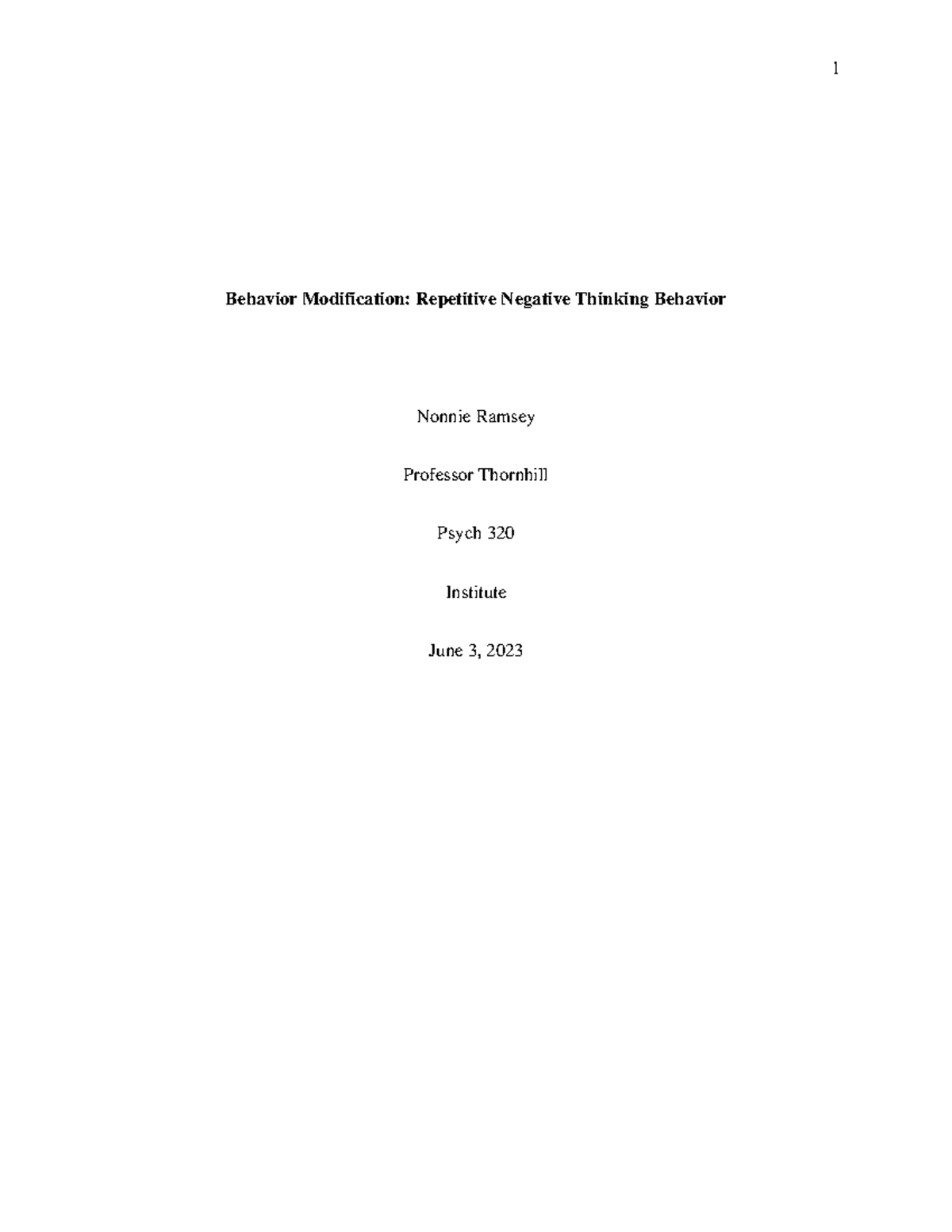 Negative Thinking Behavior - Behavior Modification: Repetitive Negative Thinking Behavior Nonnie ...