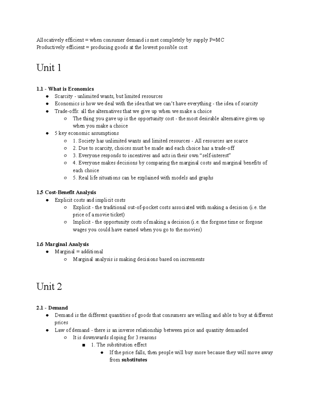 AP Microeconomics FULL - Allocatively efficient = when consumer demand ...