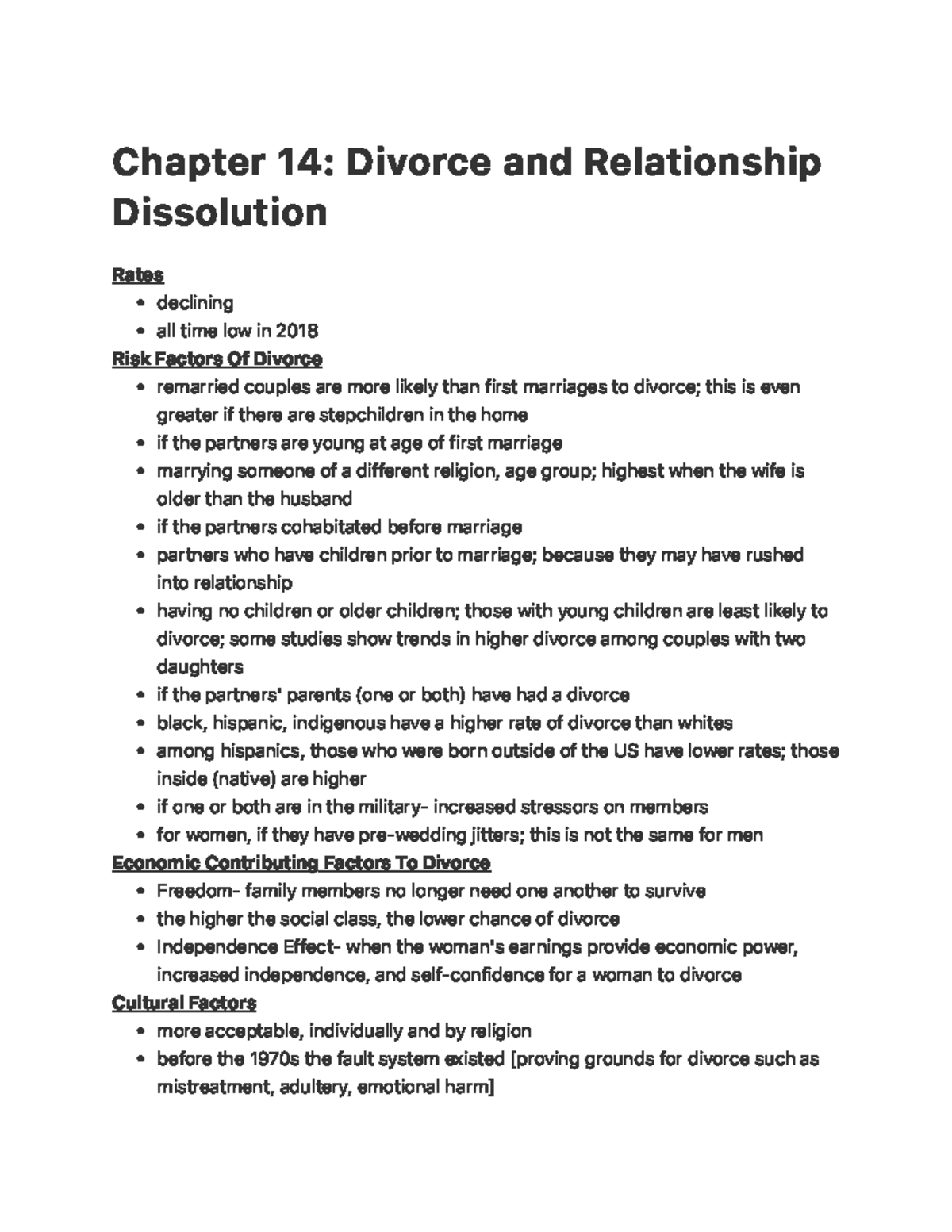 Chapter 14 Divorce and Relationship Dissolution - FAD 2230 - FSU - Studocu