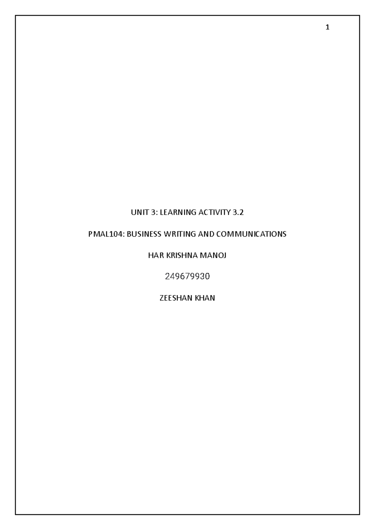 PMAL104 U3 LA 3 - werrtt - PMAL104 - 1 UNIT 3: LEARNING ACTIVITY 3 ...