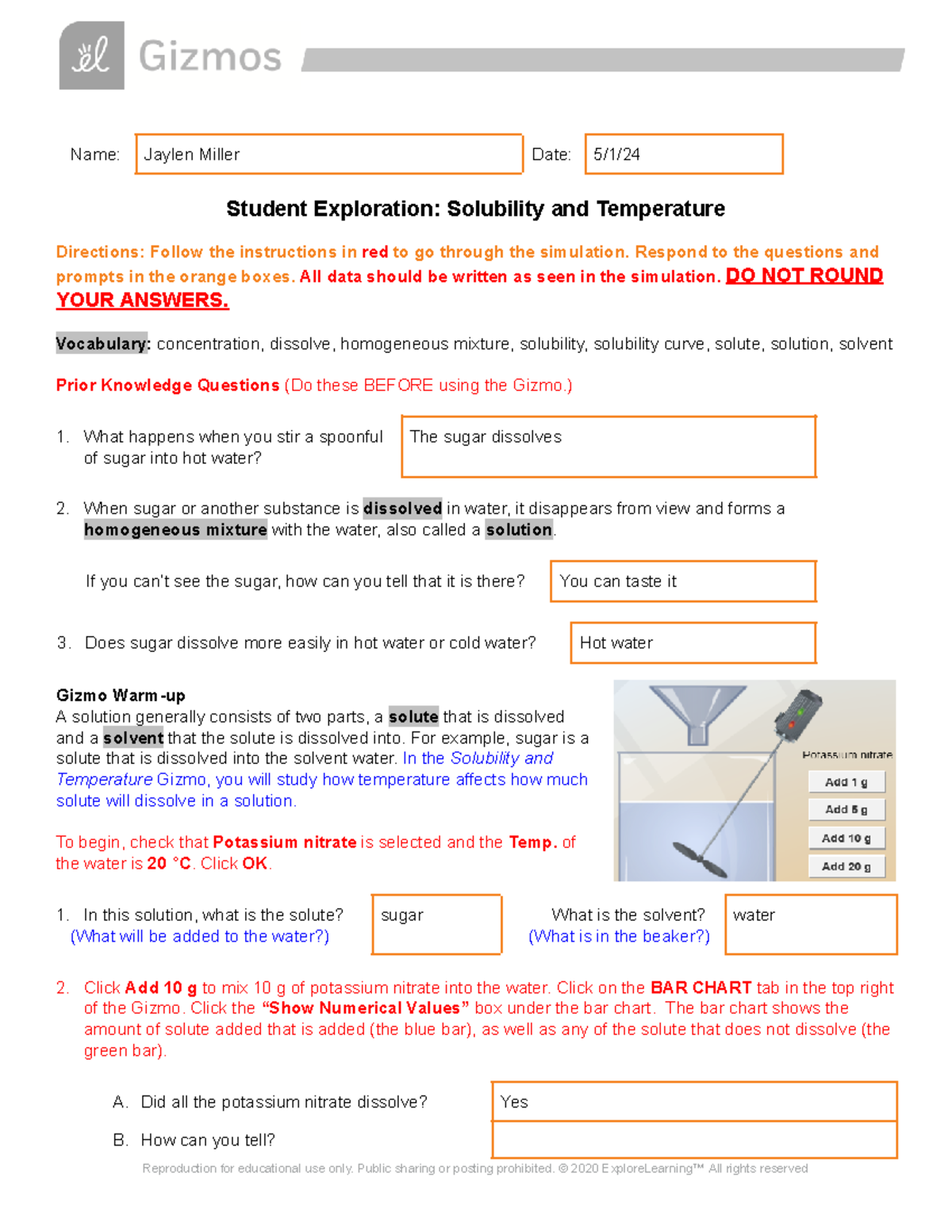Copy of Solubility and Temperature Portfolio - Name: Jaylen Miller Date ...