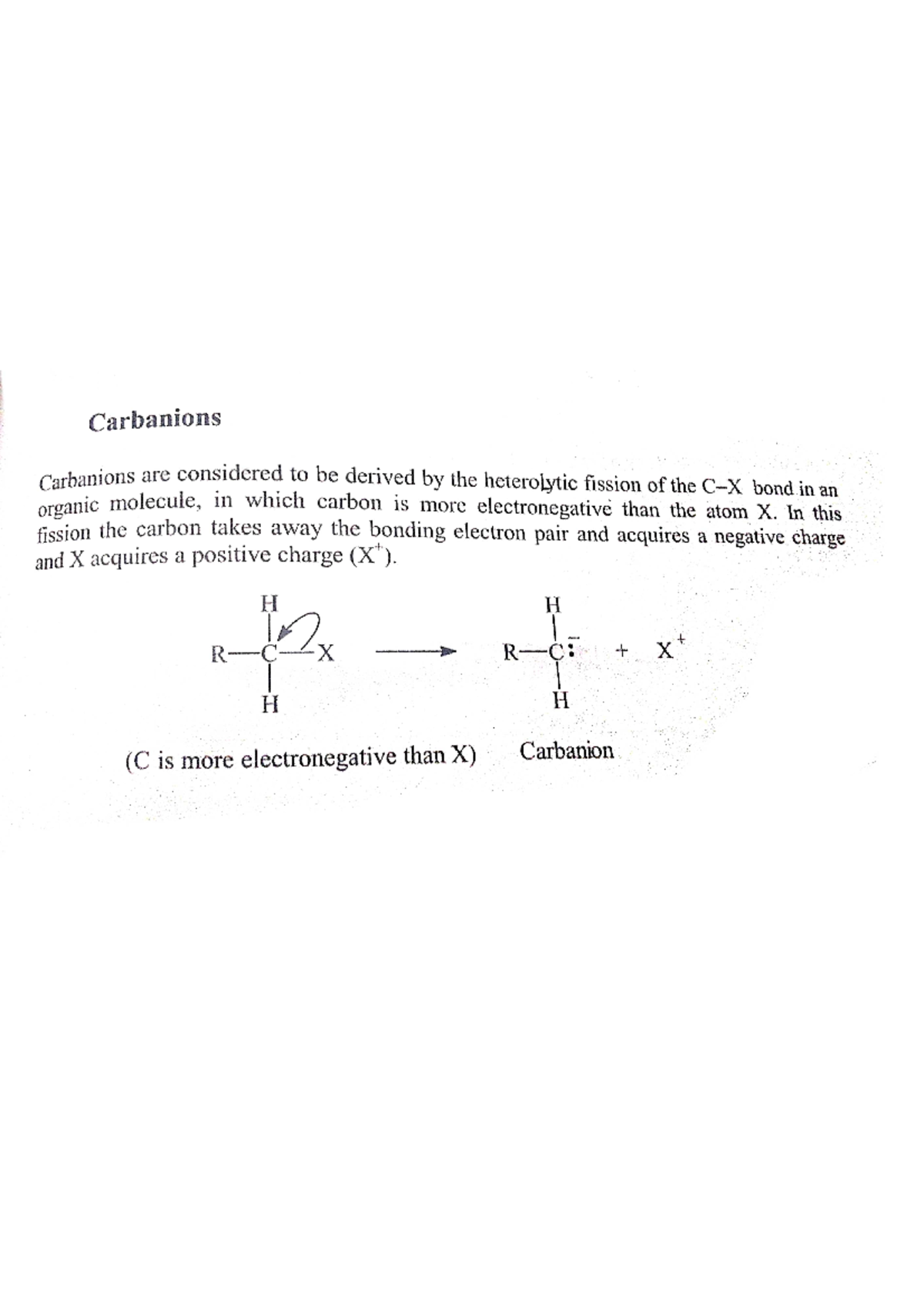 CARBOCATIONS - ORGANIC REACTION INTERMEDIATES - Carbanions Carbanions ...
