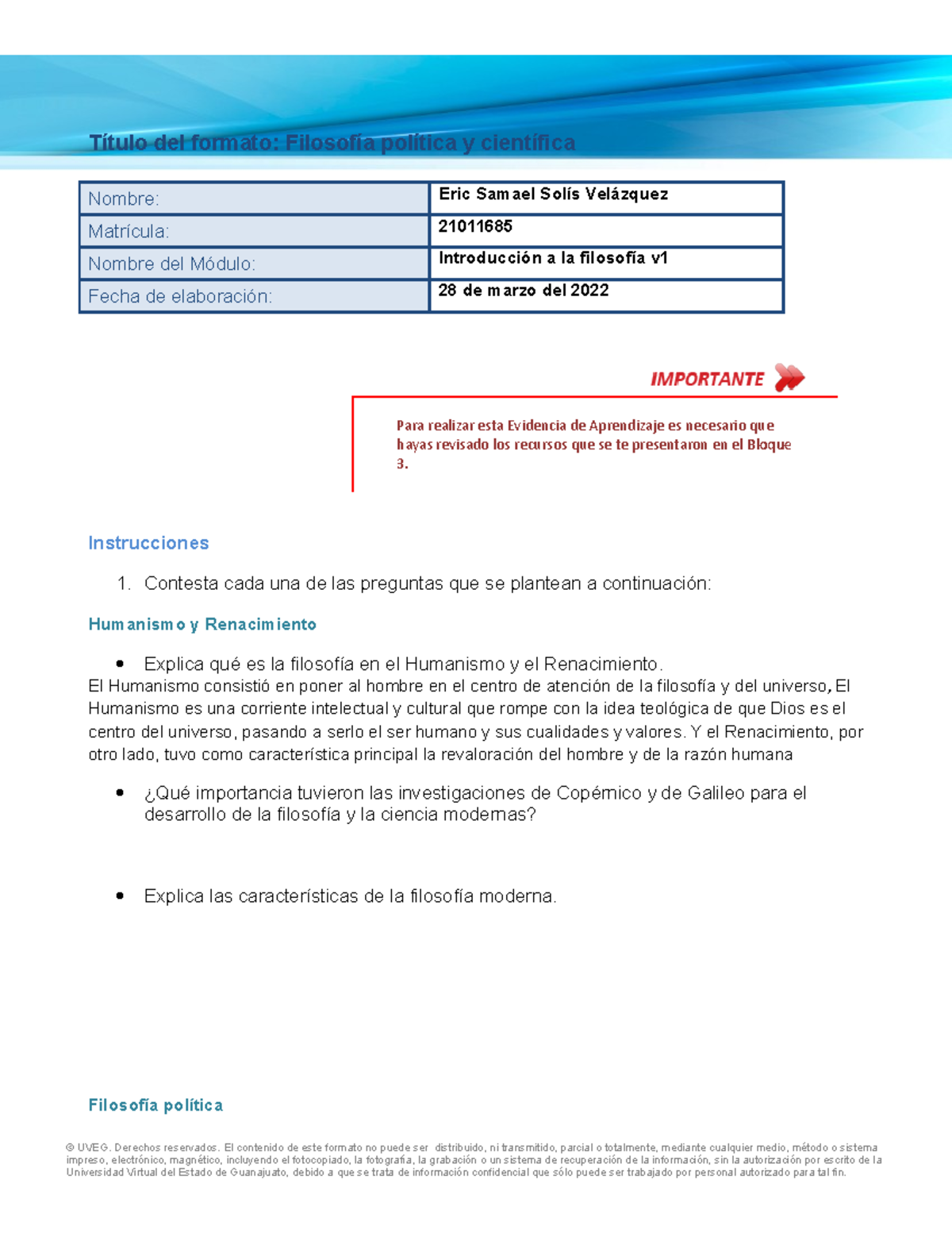 Solis Eric Filosofía política y científica - Título del formato ...