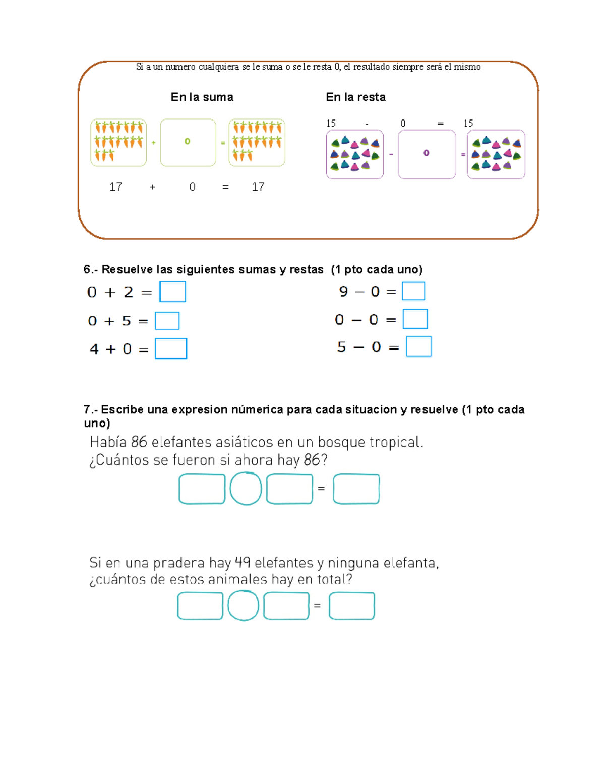 En la suma - segundo basico - Si a un numero cualquiera se le suma o se ...