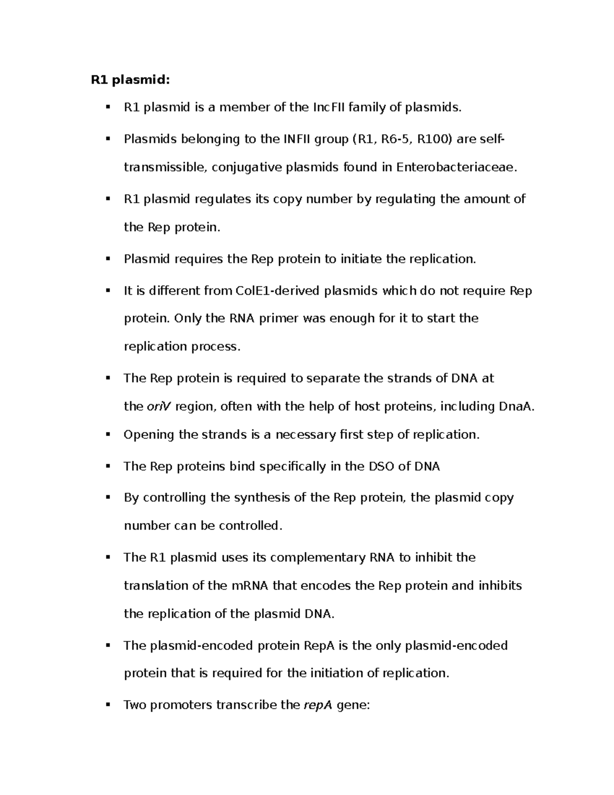Biology Science 29 - R1 plasmid: R1 plasmid is a member of the IncFII ...