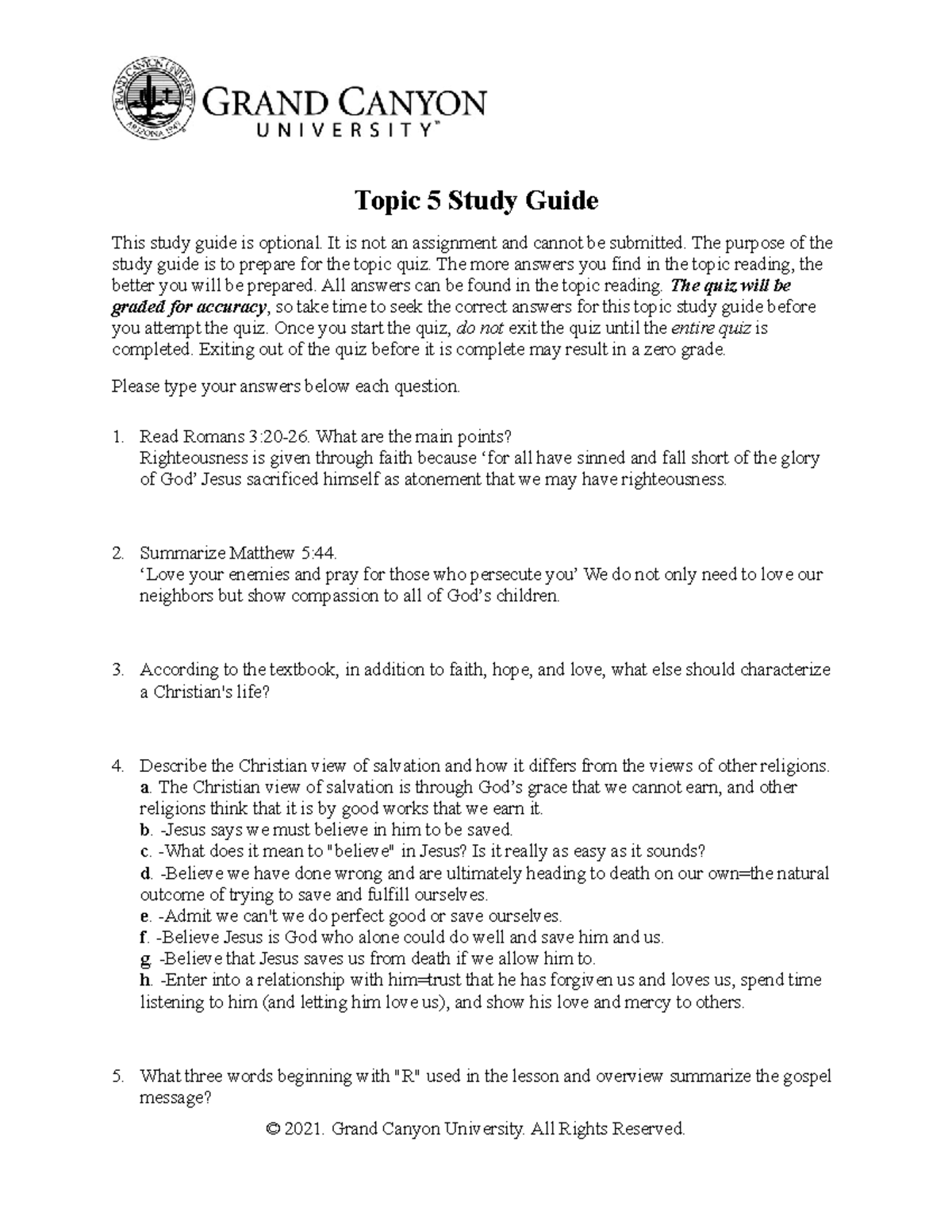 Topic 5 Study Guide - test review - Topic 5 Study Guide This study ...