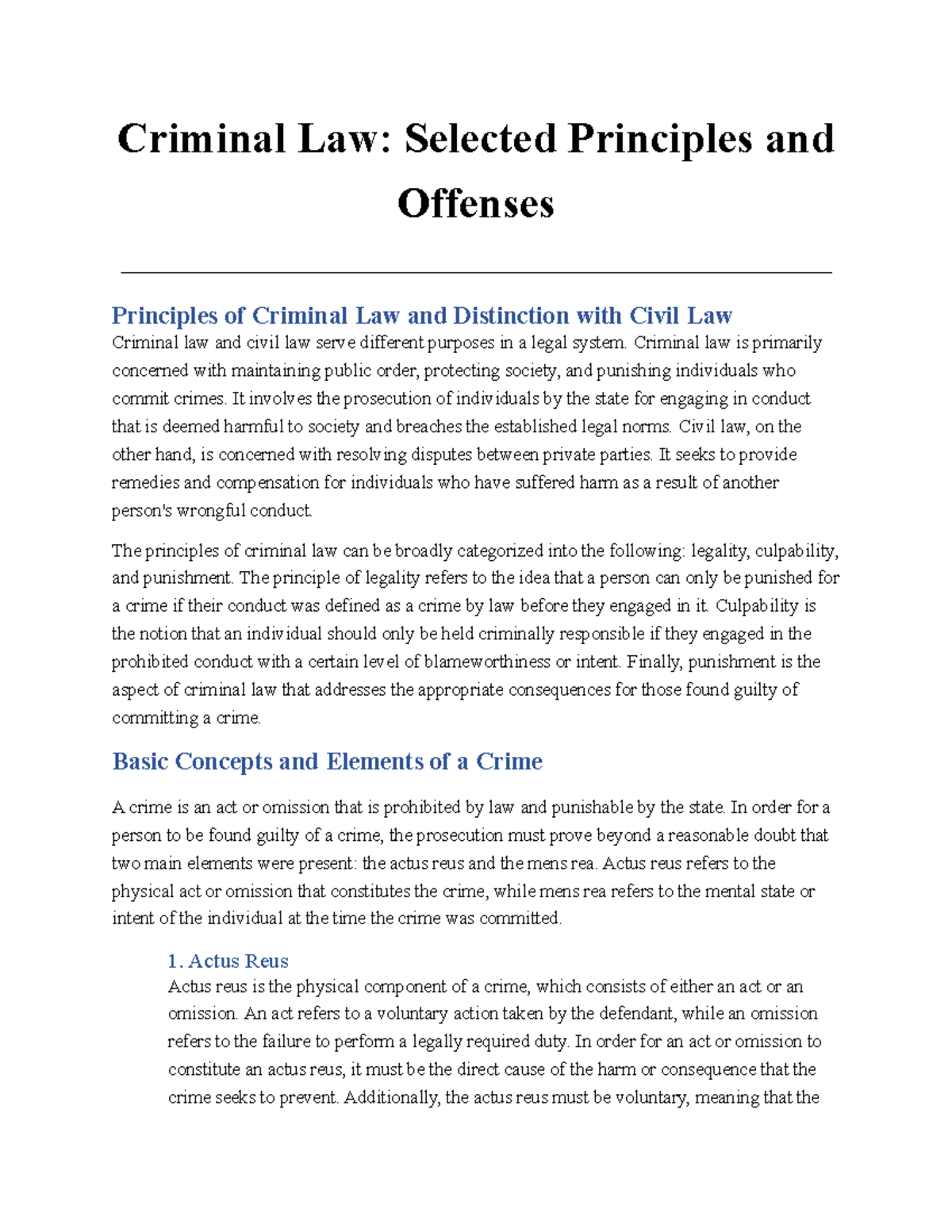 Criminal Law (Principles and Selected Offenses) - Criminal Law ...