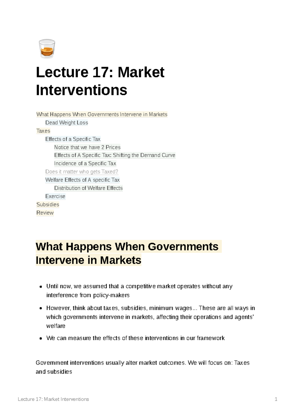 Lecture 17 Market Interventions - r Lecture 17: Market Interventions ...