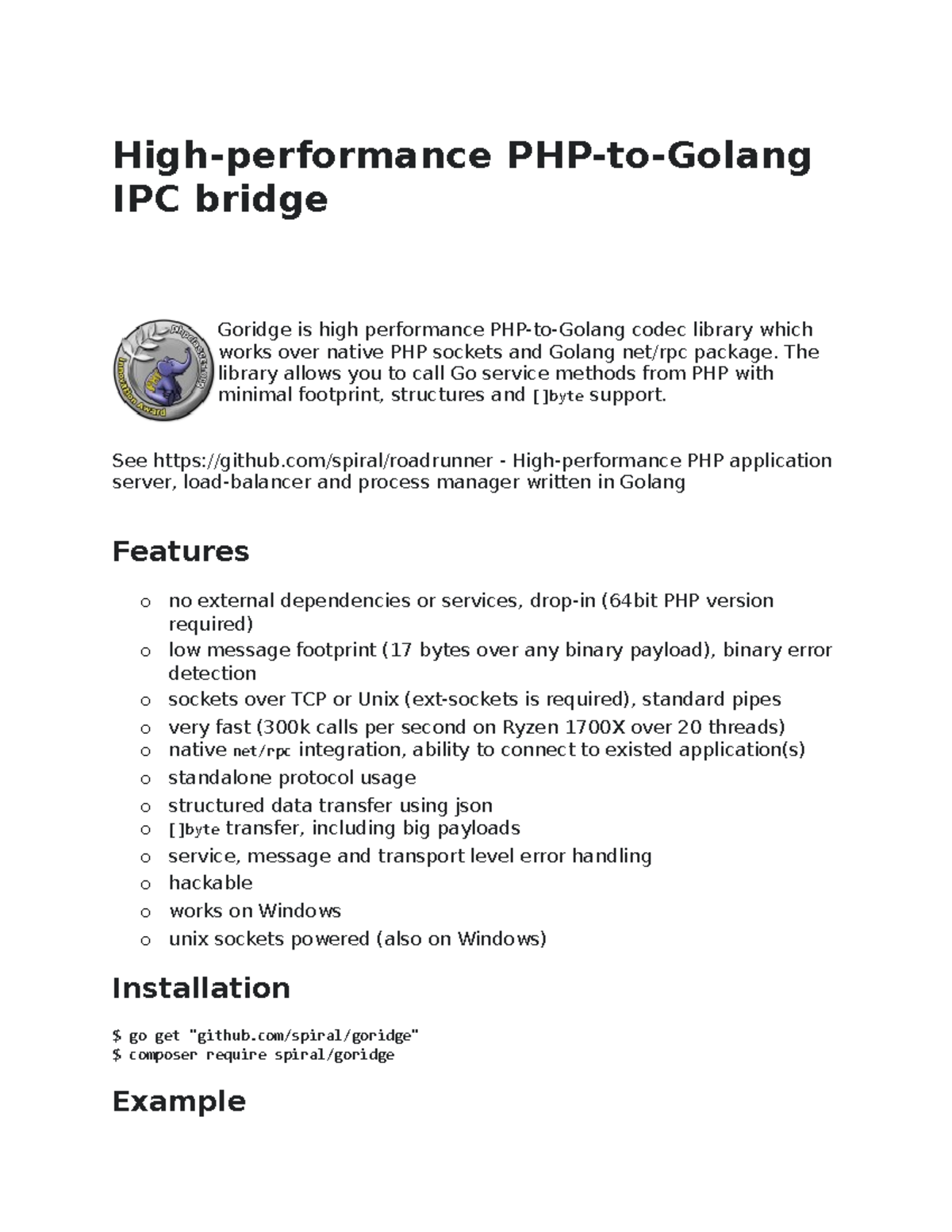 High - Computer technology essays - High-performance PHP-to-Golang IPC bridge Goridge is high ...