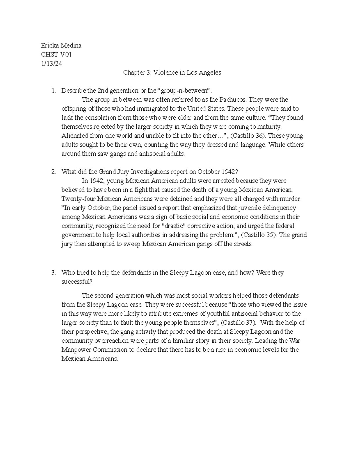 Chapter 3 violence in LA - Ericka Medina CHST V 1/13/ Chapter 3: Violence in Los Angeles ...
