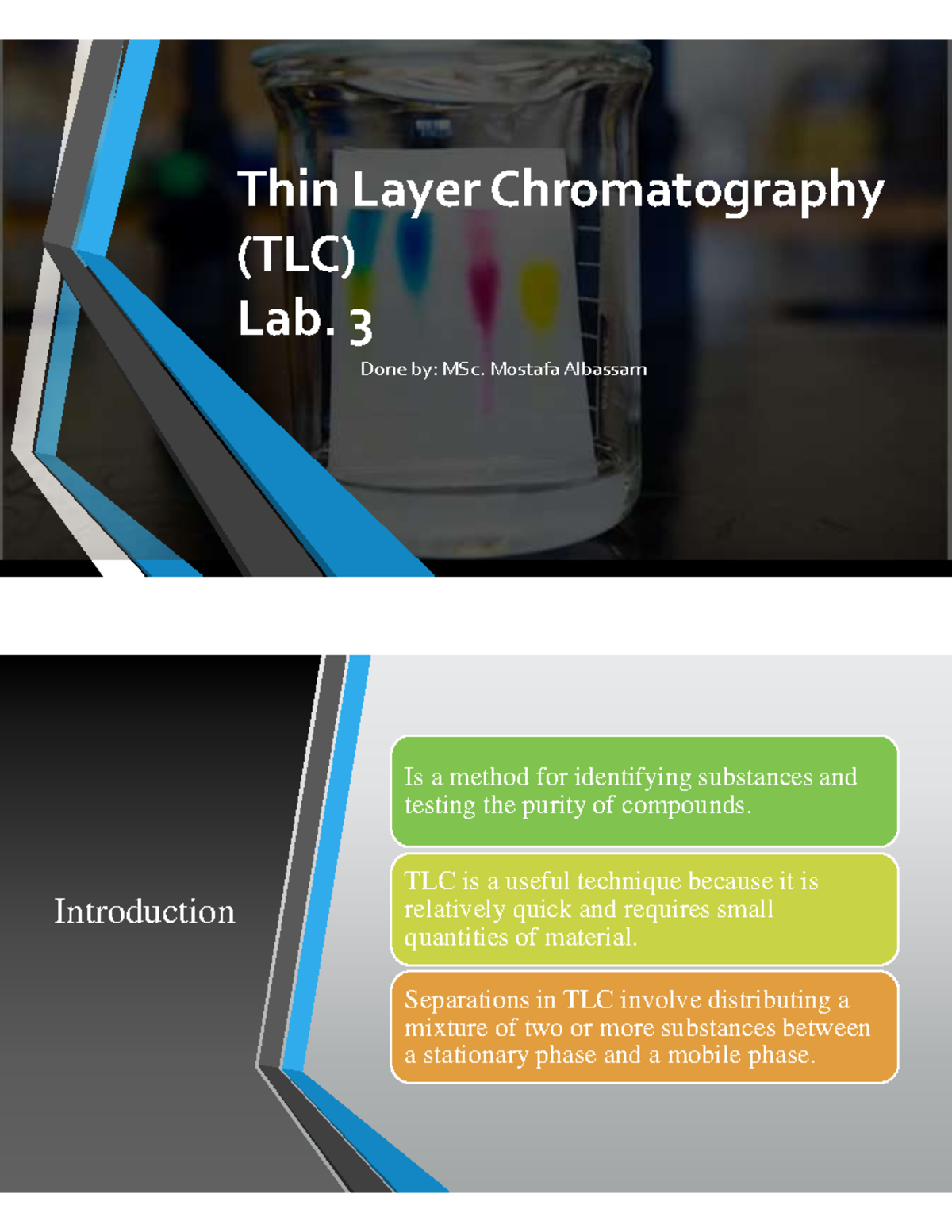 Thin Layer Chromatography - Thin Layer Chromatography (TLC) Lab. 3 Done ...
