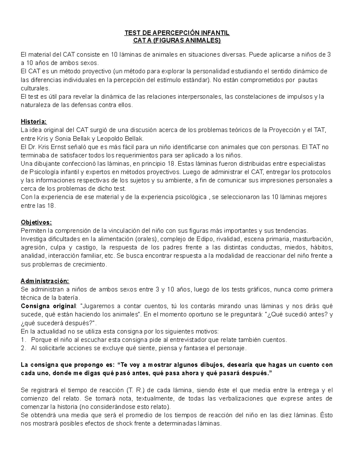 TEST DE Apercepcioì N Infantil CAT - A - TEST DE APERCEPCIÓN INFANTIL ...