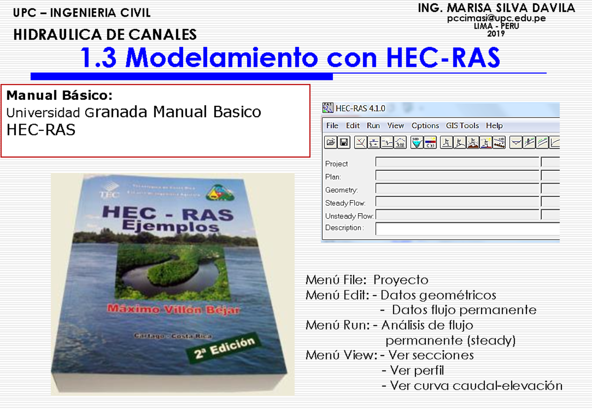 1.3 Modelamiento con HEC-RAS - hidraulica - Hidraulica de canales - UPC ...