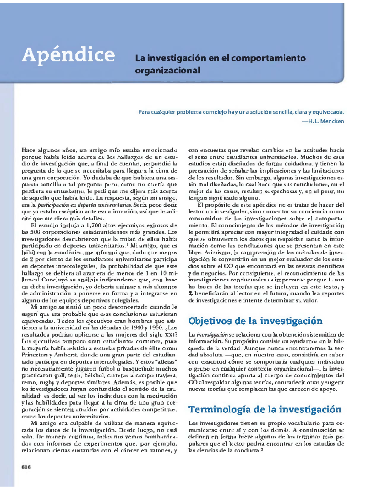 Robbins Apendice - Libro - ApÈndice La i nvest i gaci ón en el com p or ...