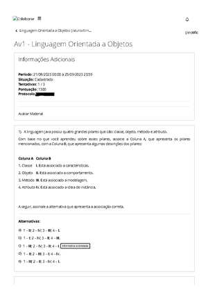 Av2 - Linguagem Orientada a Objetos - Linguagem Orientada a Objetos ...