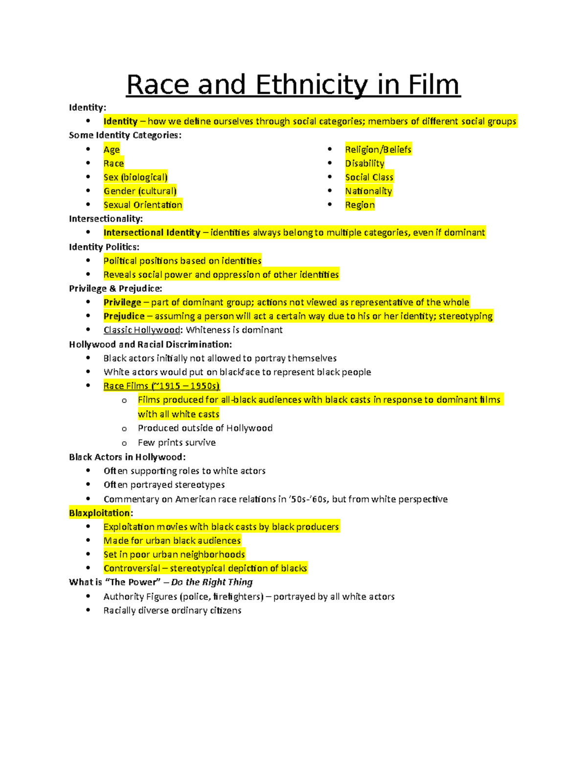 Week 10 - Race and Ethnicity in Film - Race and Ethnicity in Film ...