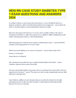 HESI CASE Study - Diabetes TYPE 1 EXAM Questions AND Answers 2024 ...