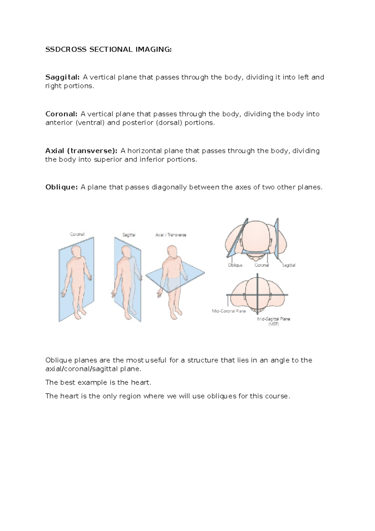 Cross Sectional Imaging - SSDCROSS SECTIONAL IMAGING: Saggital: A ...
