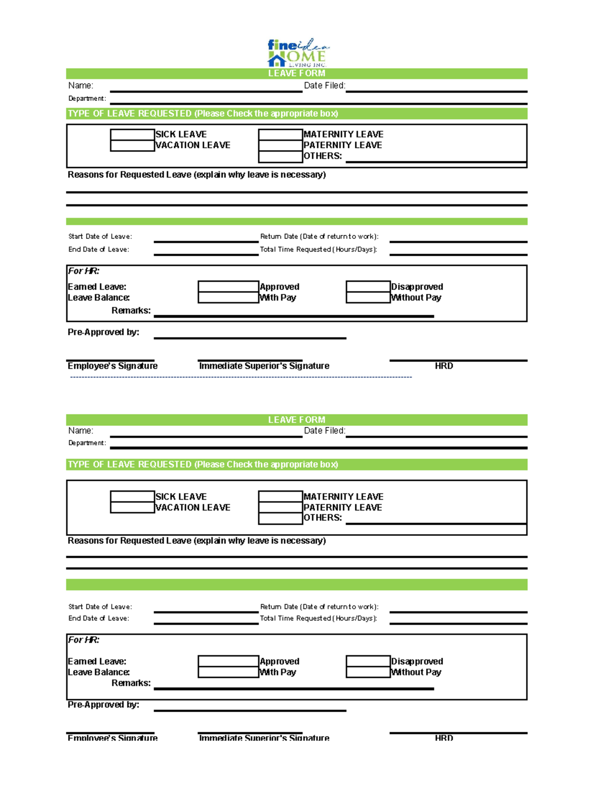 Leave form promodiser NEW - Name: Date Filed: Department: SICK LEAVE ...