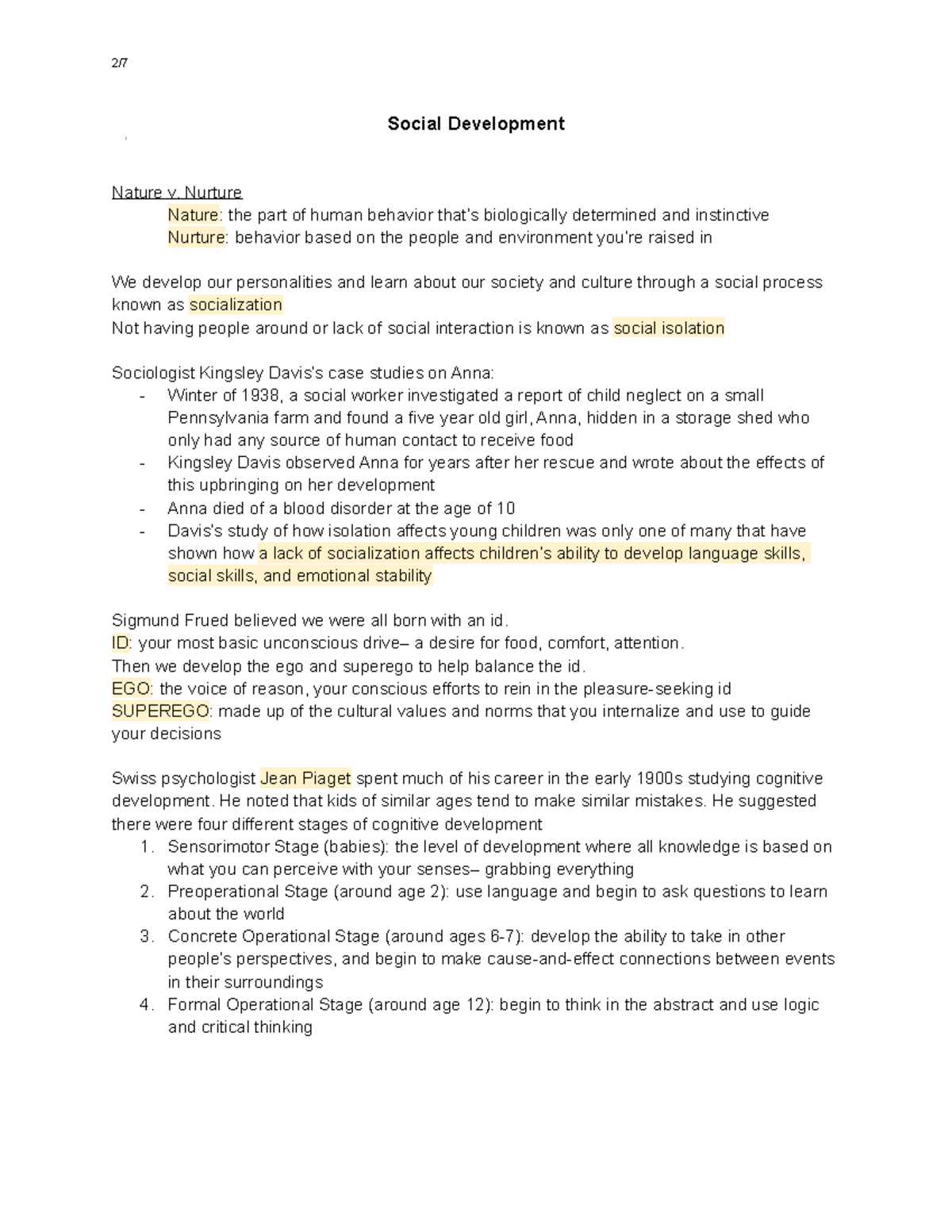 Social Development - 2/ Social Development Nature v. Nurture Nature ...