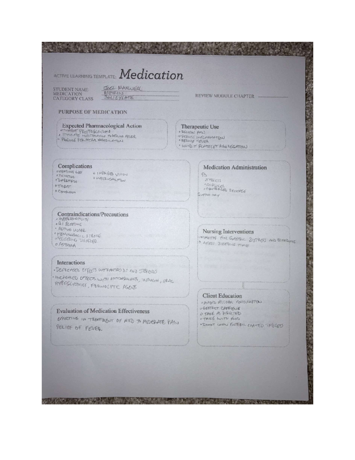 Aspirin - ATI Active Learning Template - ACTIVE LEARNING TEMPLATE ...