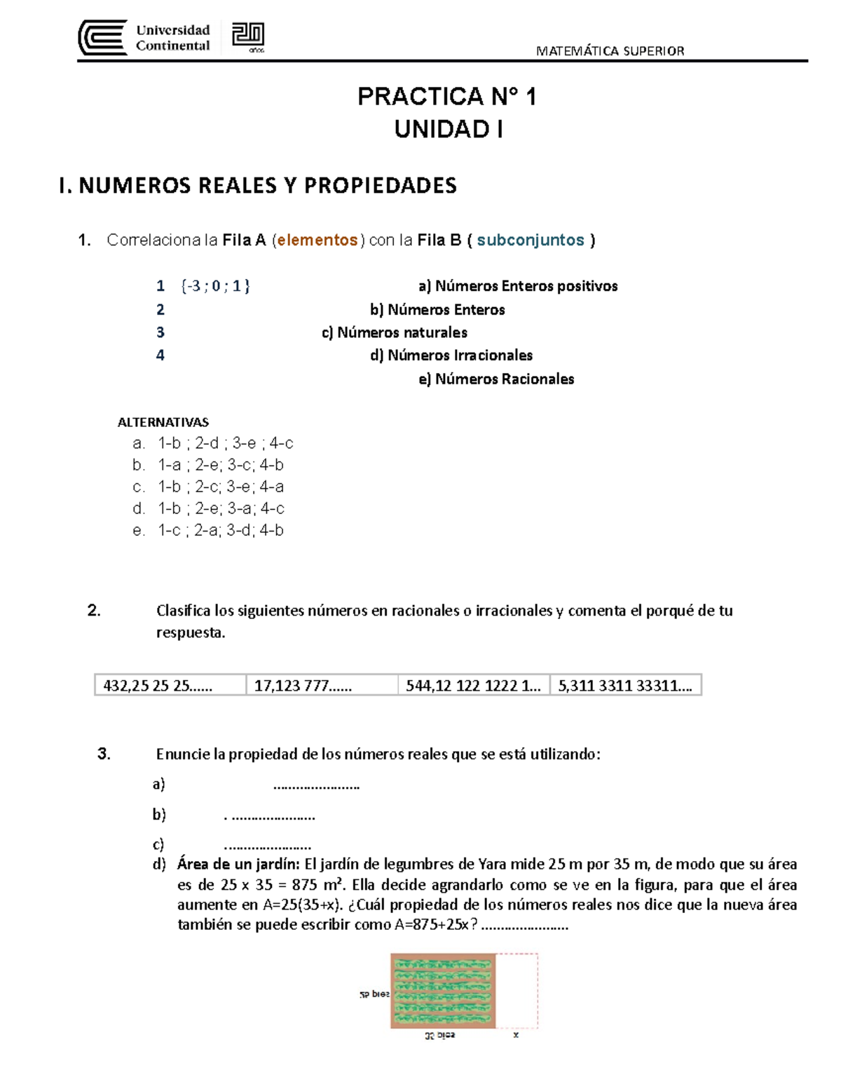 Unidad I - Practica N° 1 - ejercicios de matemática - PRACTICA N° 1 ...