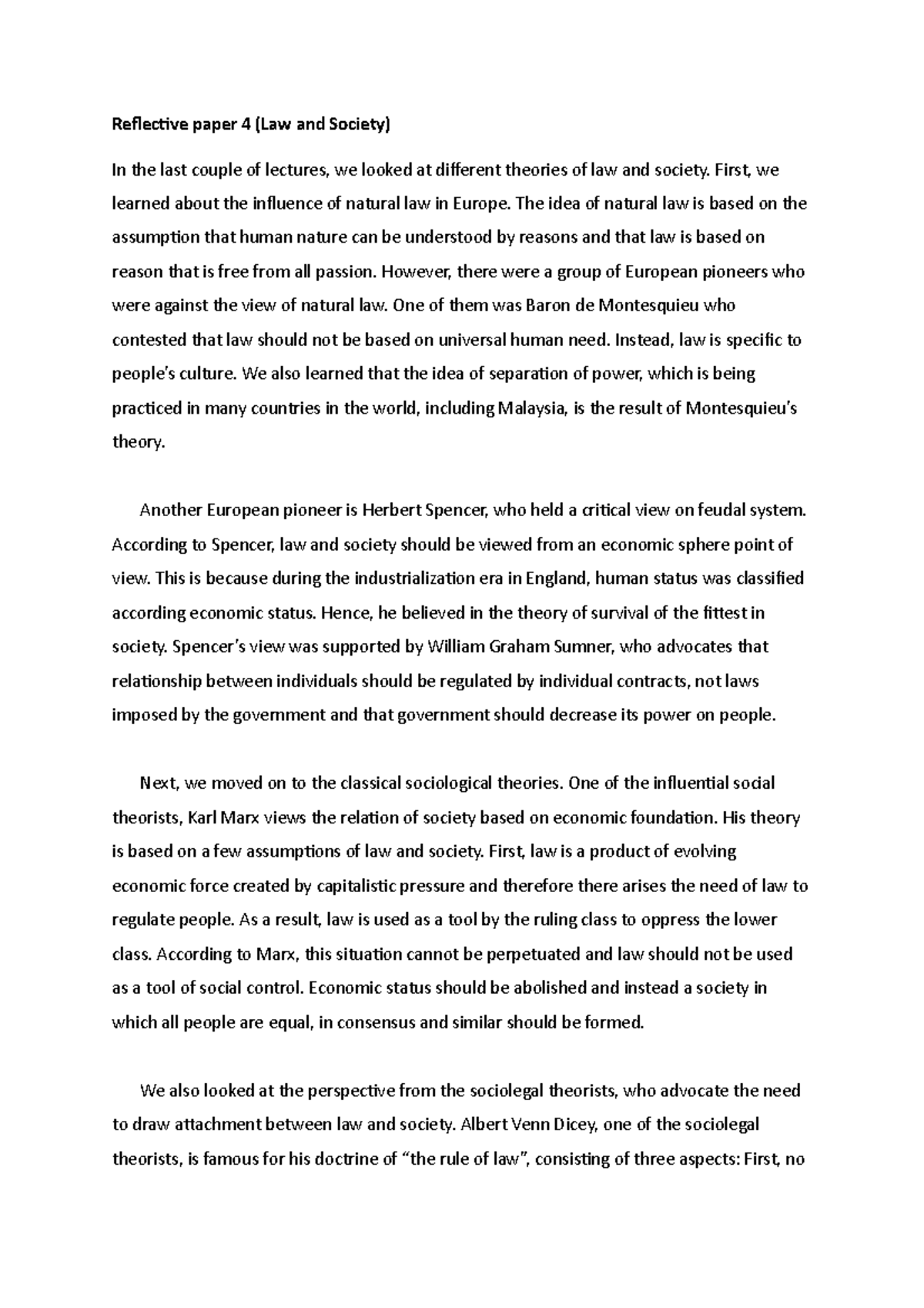 Reflective paper 4 - First, we learned about the influence of natural ...