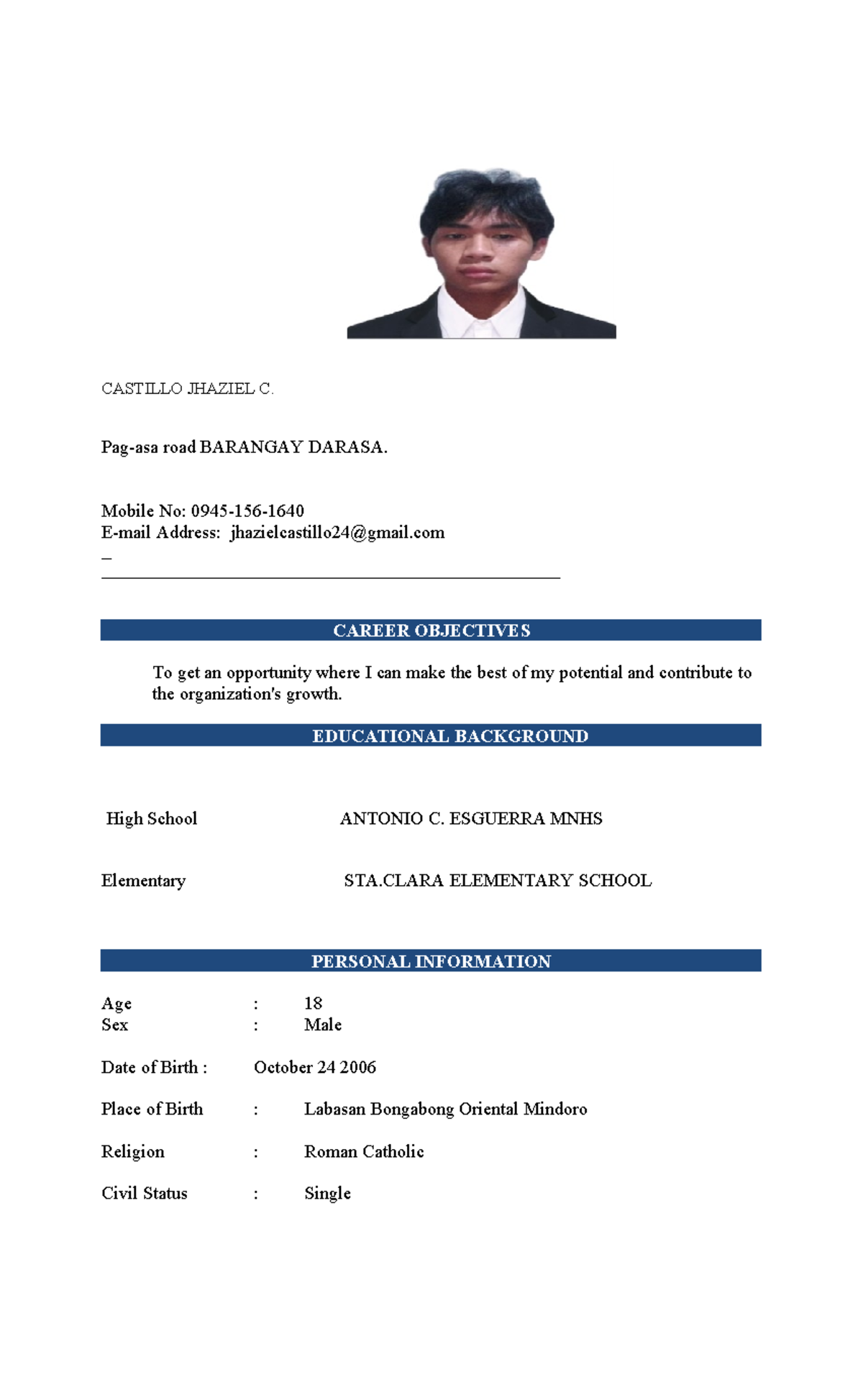 Buda1 - 4th year college - CASTILLO JHAZIEL C. Pag-asa road BARANGAY ...
