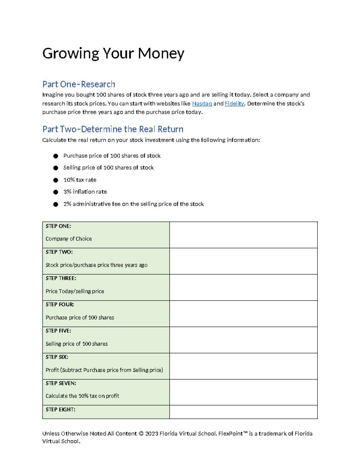 Growing your money - flvs financeeee - Growing Your Money Part One ...
