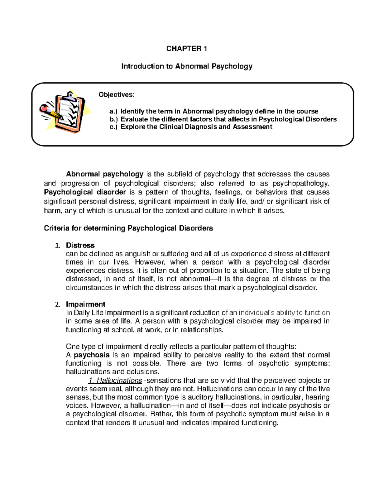 Abnormal Psychology - Introduction - CHAPTER 1 Introduction to Abnormal ...