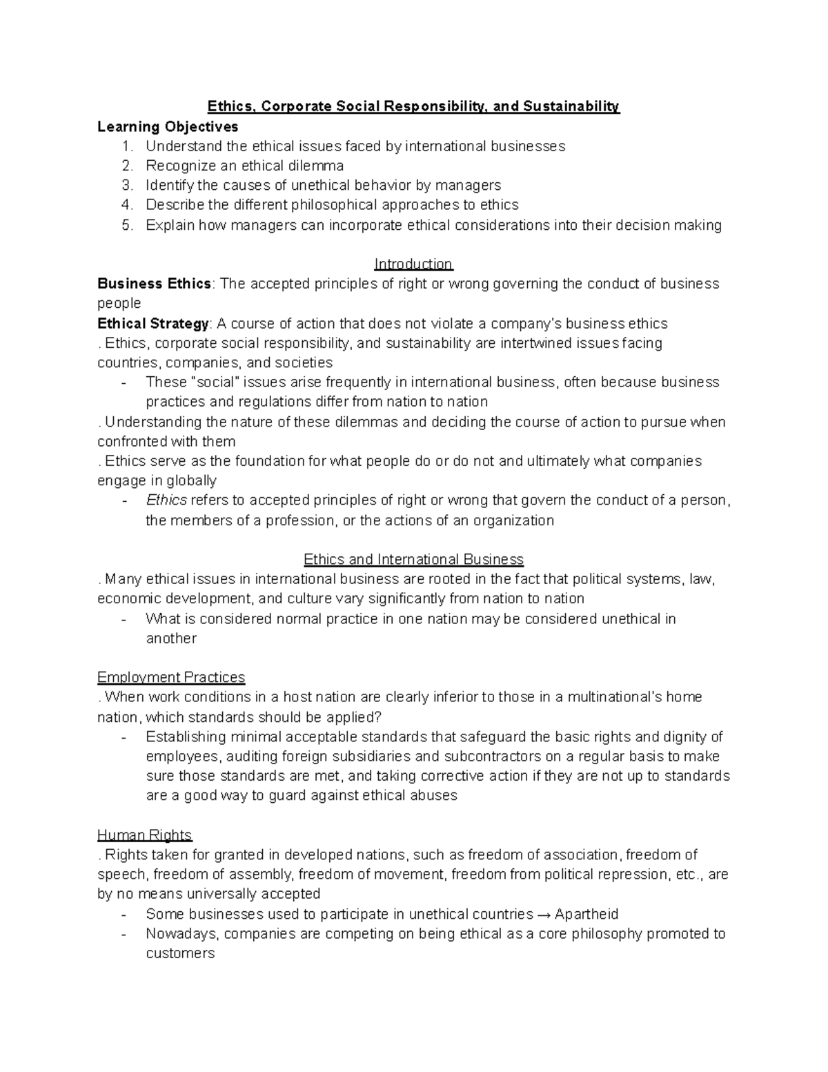 Ethics, Corporate Social Responsibility, and Sustainability Chapter 5 ...