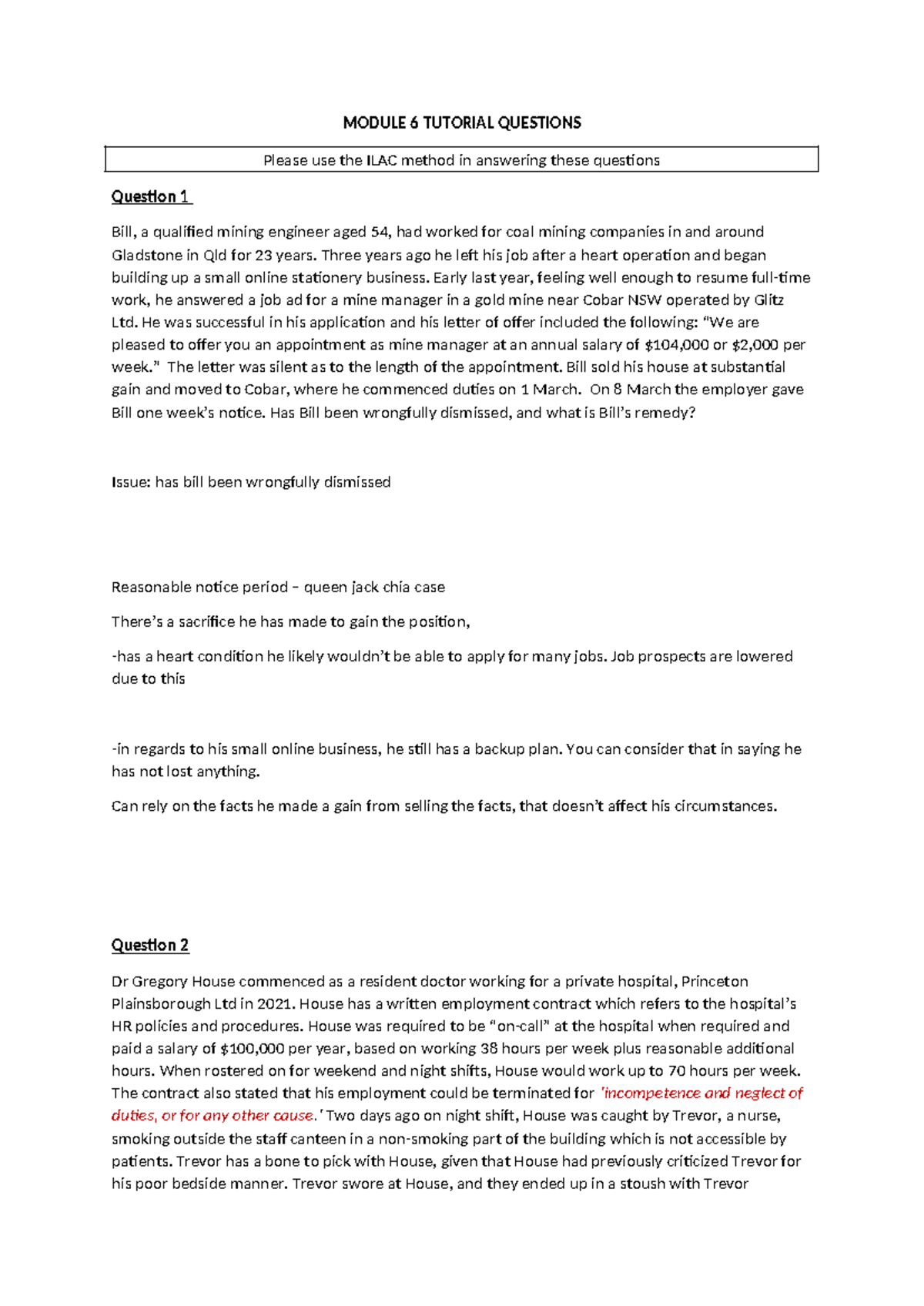 Module 6 Tutorial Questions (final) - MODULE 6 TUTORIAL QUESTIONS ...