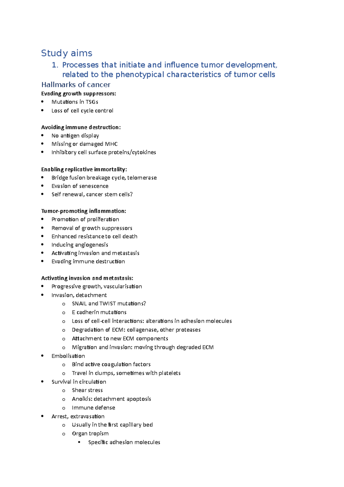 Study Aims MOD2 - Study aims 1. Processes that initiate and influence ...