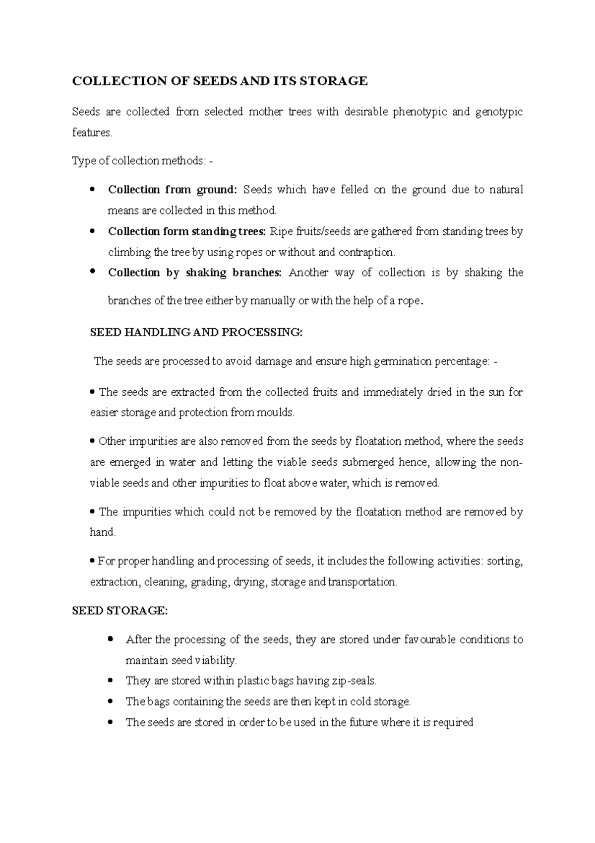 Collection OF Seeds AND ITS Storage - COLLECTION OF SEEDS AND ITS ...