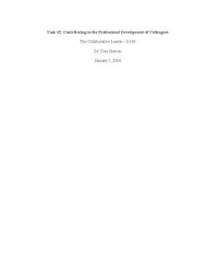 D188 Task 1 - The Collaborative Leader - Task 1 - PASSED - Task #1 ...