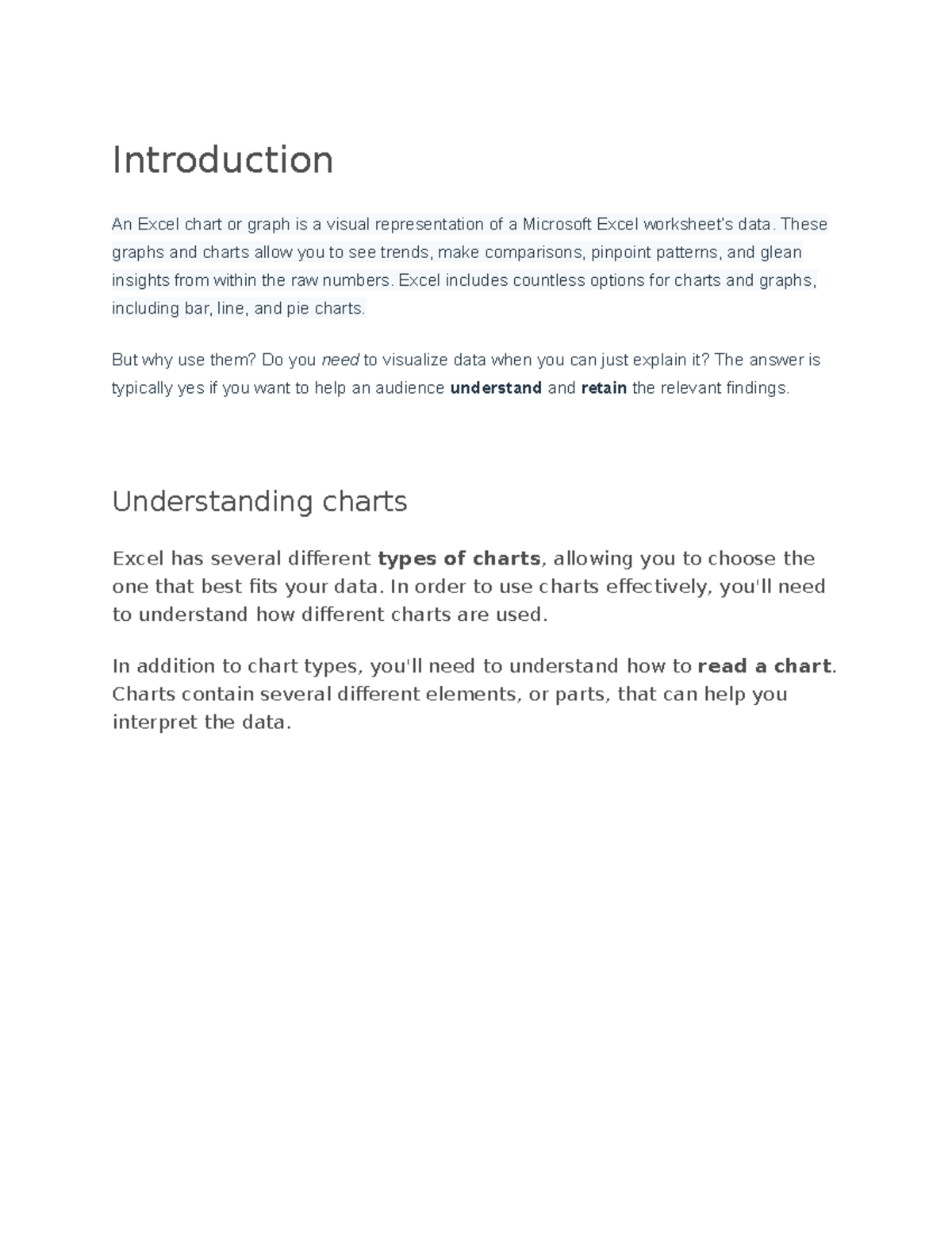 Excel chart - These graphs and charts allow you to see trends, make ...