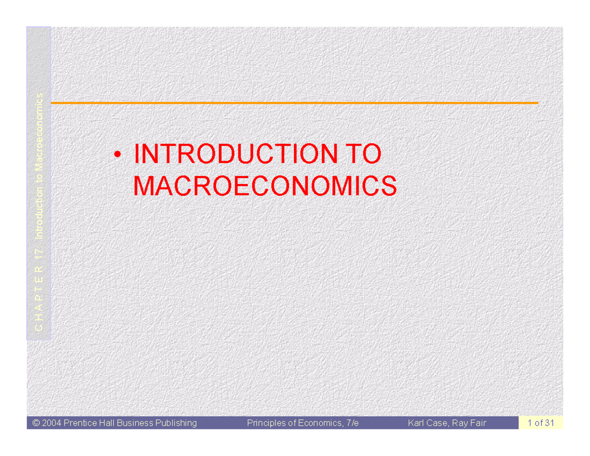 Lecture 5 Introduction To Macroeconomics C H A P T E R 17