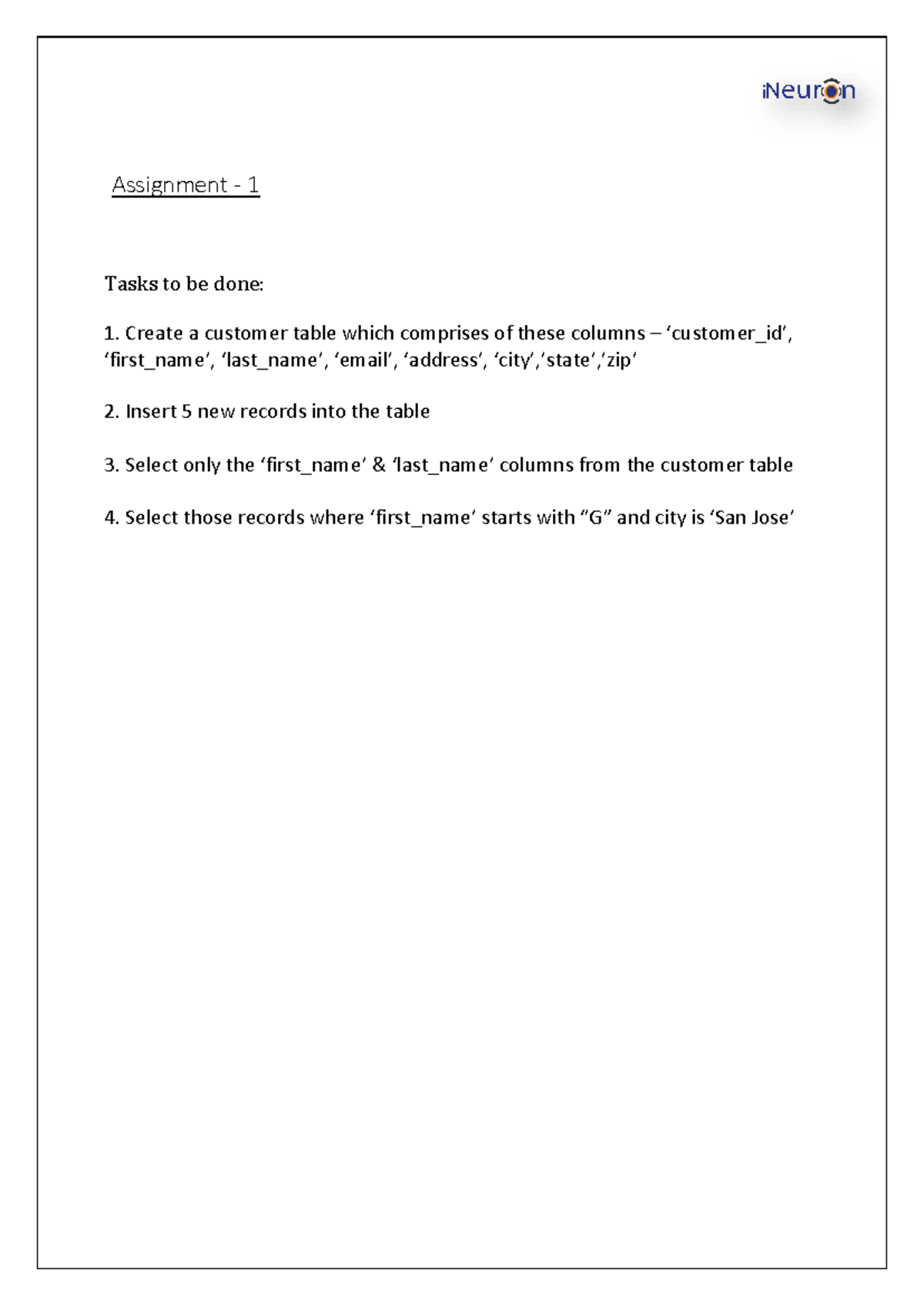 SQLAssignment 1 - questions - Data Visualization - Assignment - 1 Tasks ...